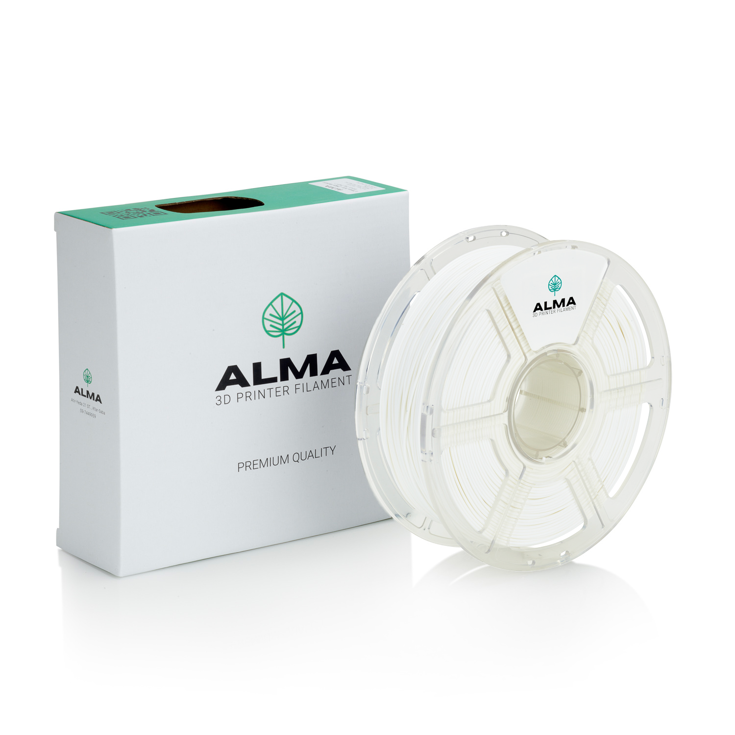 פילמנט איכותי מסוג +PLA מבית ALMA צבע לבן שלג - יזמקו תלת מימד